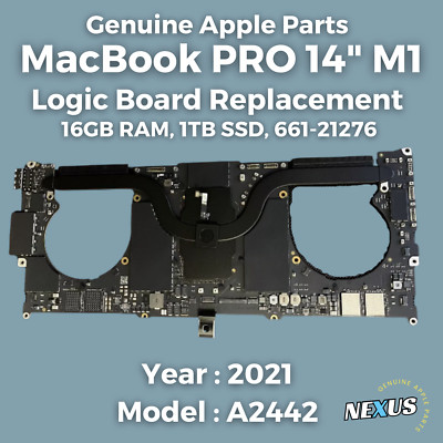 OEM Apple MacBook Pro 14" M1 Pro 2021 , Logic Board 16GB, 1TB , 661 ...