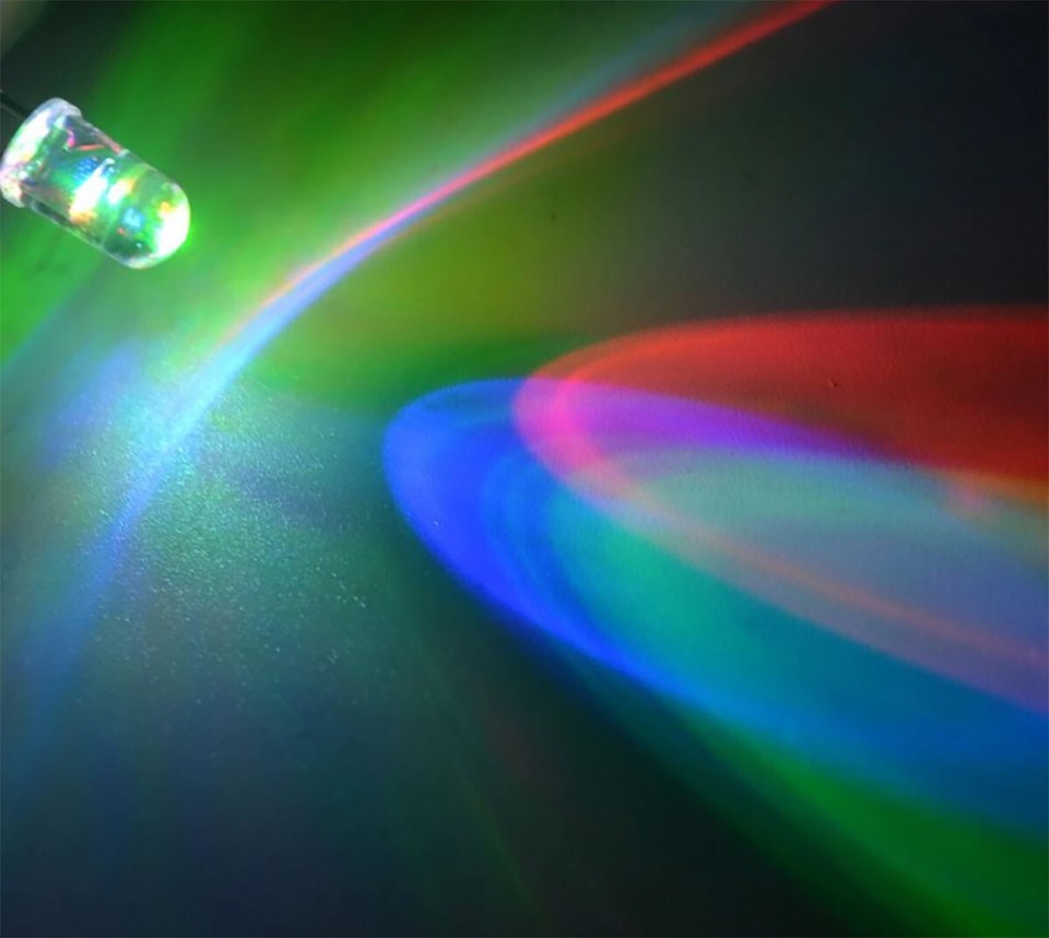 10 Piece LED 5mm RGB with Cable for 9-12V Rainbow Fast Color Change ...