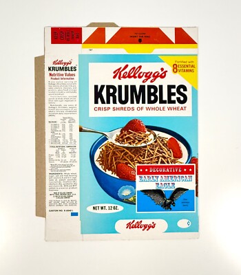Vintage 1973 Kellogg's Krumbles Cereal Box Hasbro Early American Eagle ...
