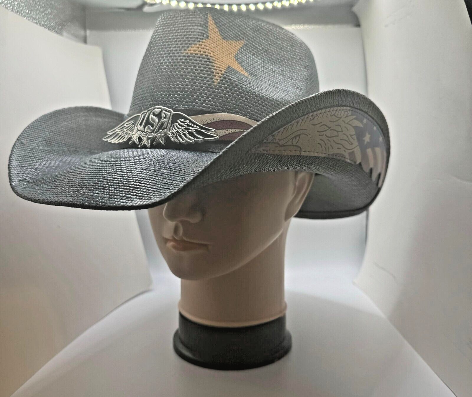 Cowboy Hat USA wings w/ eagle Vintage Western Shapeable Brim 4 Color | eBay