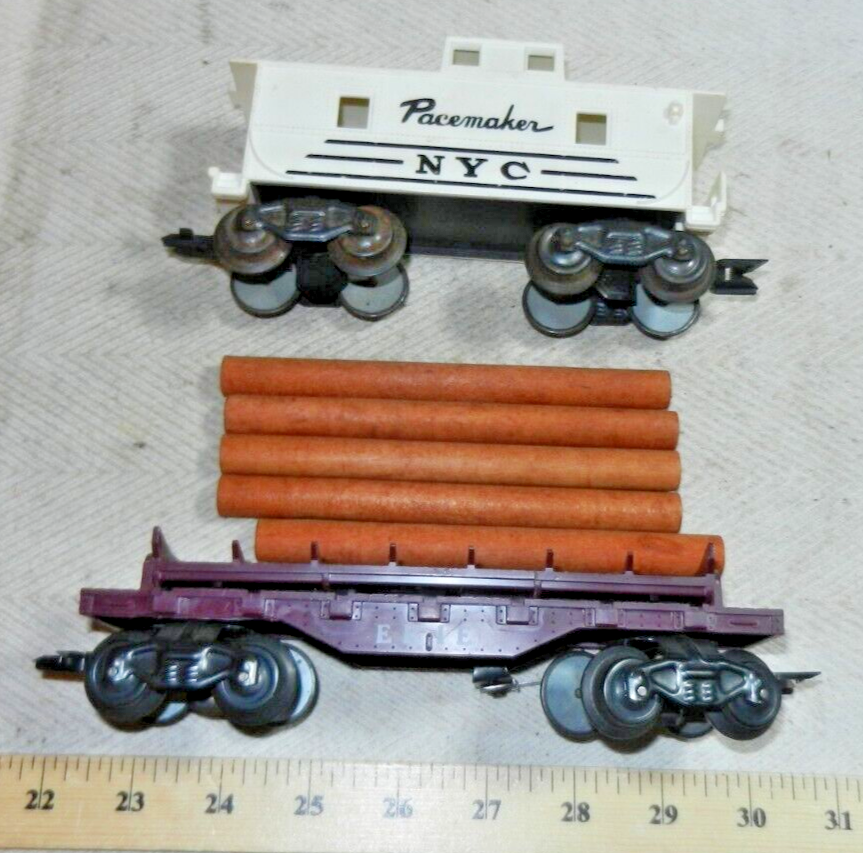 Marx NYC Pacemaker caboose, Erie log dump - O Gauge 8 Wheel G Trucks ...