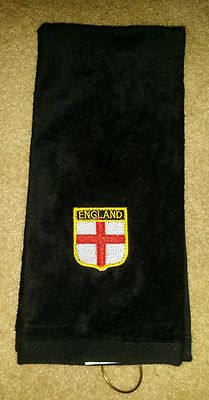 England Flag Shield Embroidered Golf Sport Towel 16x26 Black | eBay