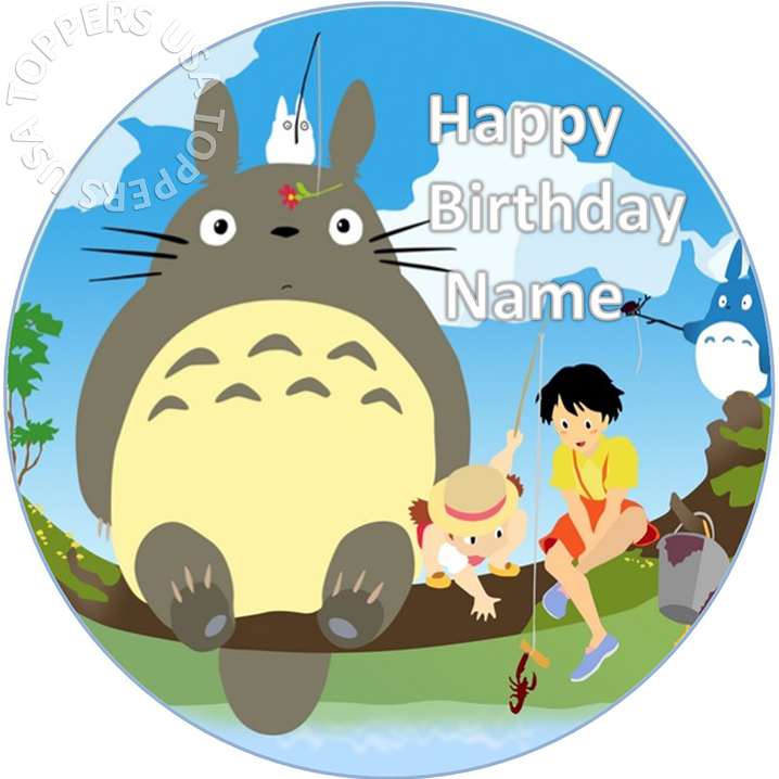 EDIBLE Totoro Ghibli Birthday Party Cake Topper Wafer Paper Round 7.5 ...