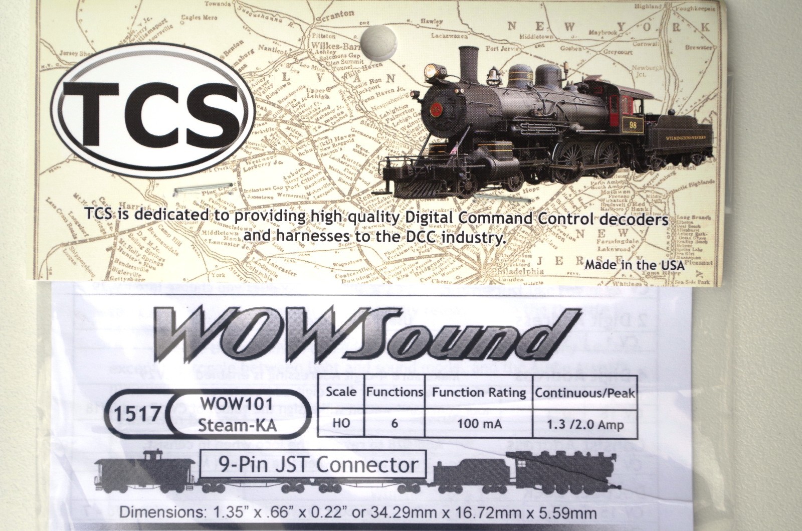 DCC TCS WOW101-KA Steam Sound Decoder with Keep Alive HO Scale, Version ...