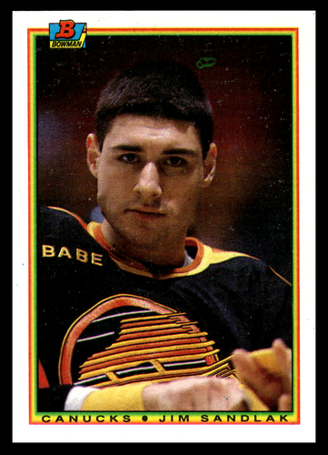 1990-91 Topps Bowman Jim Sandlak #55 Vancouver Canucks NHL Hockey Base ...
