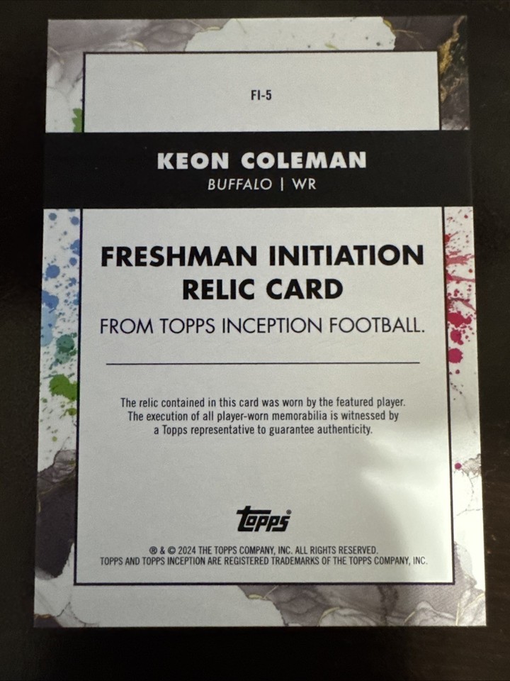 2024 Topps Inception #FI-5 Keon Coleman /150 RC Freshman Initiation ...