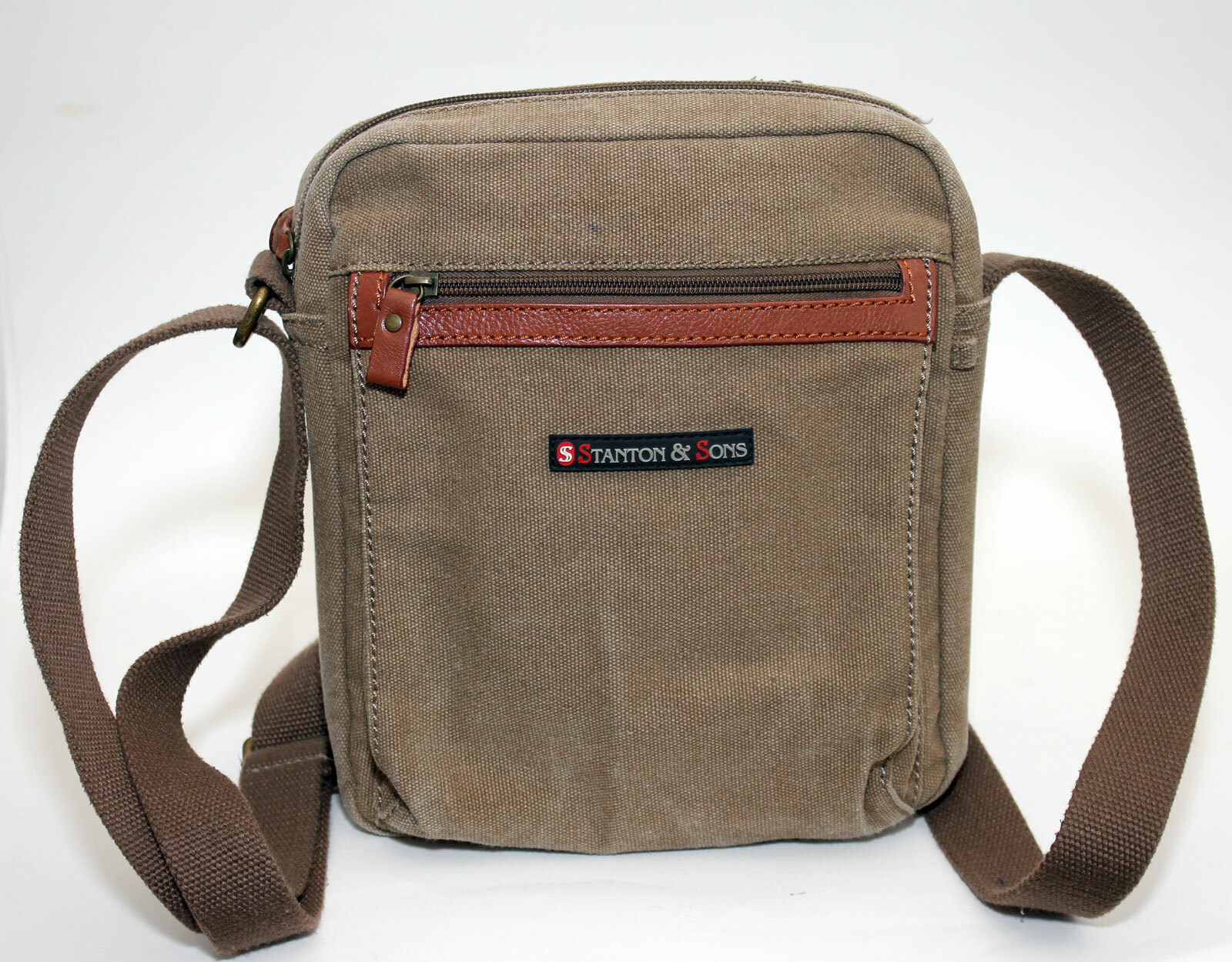 Stanton & Sons Tan Canvas Small Messenger Bag Adjusta… - Gem
