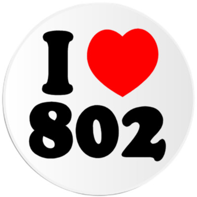 I Love 802 - 25 Pack Circle Stickers 3 Inch - Area Code Burlington ...