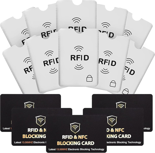 10 Pcs RFID Blocking Card Holder Sleeve with 5 Pcs RFID Blocking Cards ...