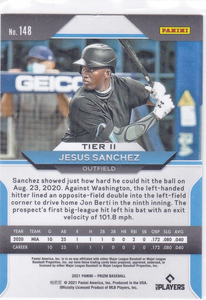 2021 Panini Prizm Jesus Sanchez Rookie RC Miami Marlins #148 | eBay