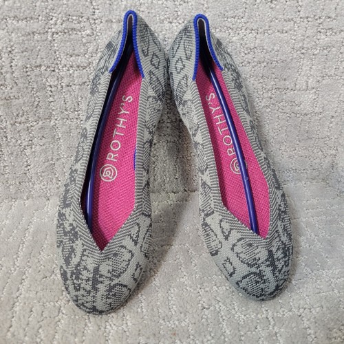 Rothys The Flat Womens Size 6.5 Grey Stone Snake Print Flat Slip On ...