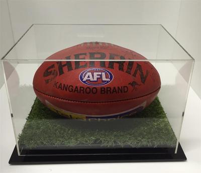 Football AFL Deluxe Acrylic Perspex Display Case Synthetic Grass Free ...