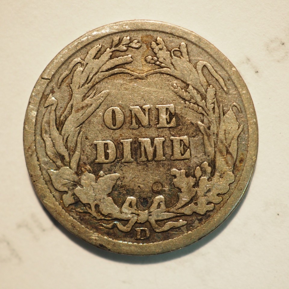 1908 **D** BARBER SILVER DIME ***NICE COIN!*** - FREE SHIPPING! X8649 ...