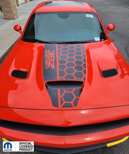 Fits 2019-2024 Dodge Challenger Hood Stripe Vinyl Decal Honey Side 392 ...