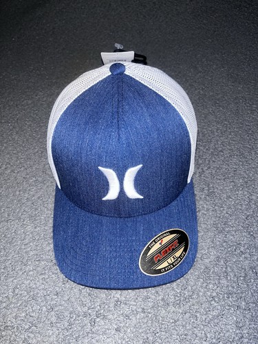 Hurley Mens L/XL Hat Cap Flex Fit Fitted Blue and White Mesh | eBay