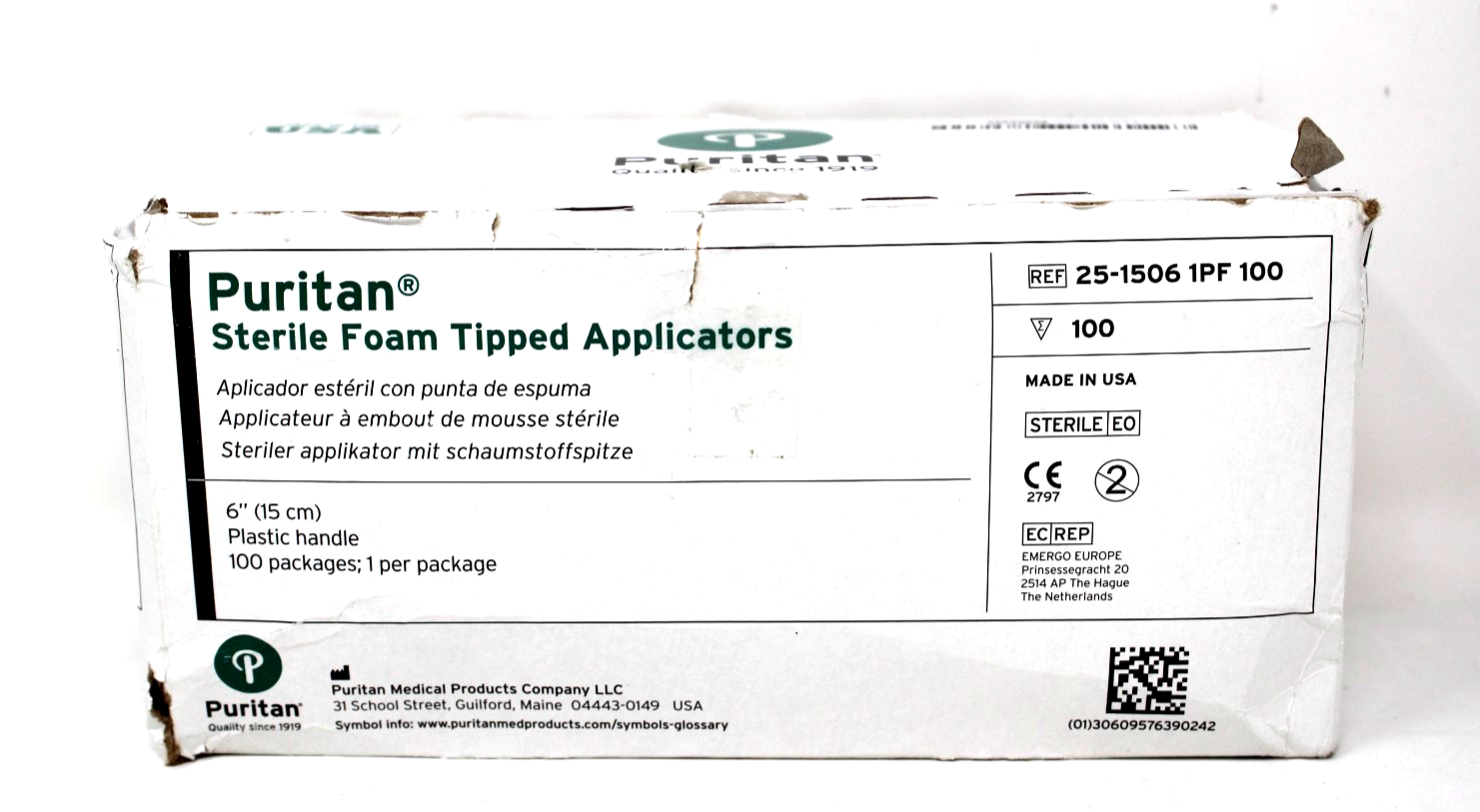 Puritan Medical 25-1506 1PF Foam Tipped Applicator 6" - 100 per Damaged ...