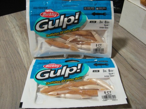 2 Packs Berkley Gulp Saltwater Fishing Baits 3" Squid Amber Glow | eBay