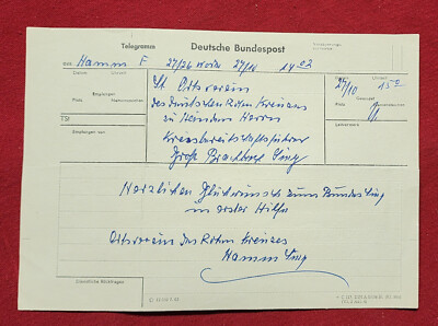Post WW2 WWII German paper document Telegramm Deutsche Bundespost | eBay