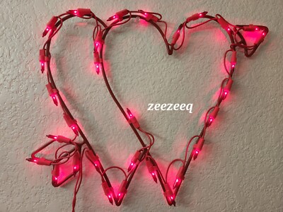 Valentines Day Red Heart Window Lighted Light Up Double Heart ...