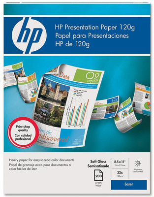 HP Soft Gloss Presentation Paper 120gsm 200 Sheets Q6541A (Approx A4) 8 ...