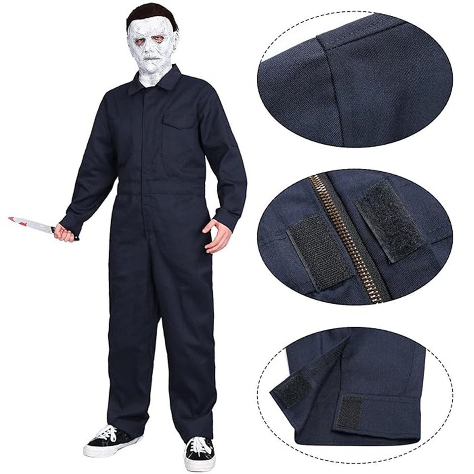 Michael Myers Costume for Men Halloween Cosplay Jumpsuit Costume with ...