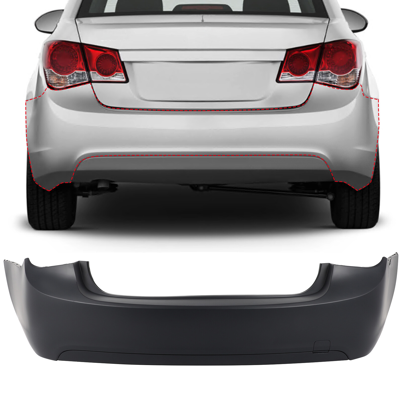 2011-2016 Chevrolet Cruze Rear Bumper Cover Primed Guard Assembly For ...