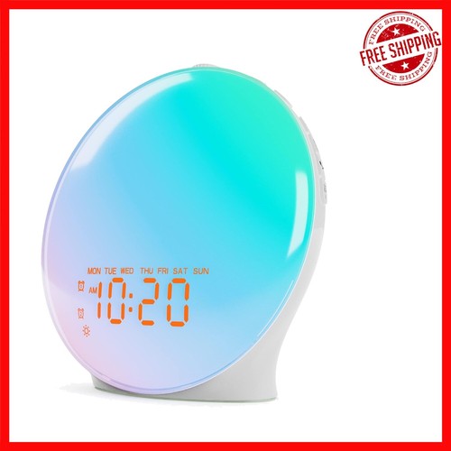 Smart Sunrise Simulation Alarm Clock with Full LED Display & Wireless ...