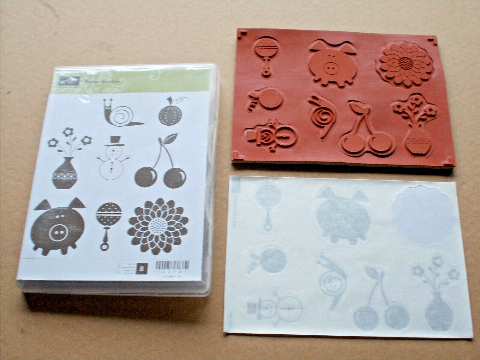 Stampin Up BUTTON BUDDIES clear mount stamp set of 8 EUC | eBay