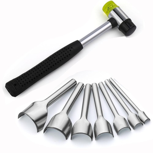 Leather Punch Kit with Hammer Corner Half-Round Punch Leather End Punch ...
