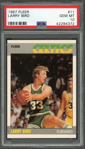 🏀 1987 Fleer Larry Bird HOF NBA Basketball Card #11 GEM MINT PSA 10 🏀 ...