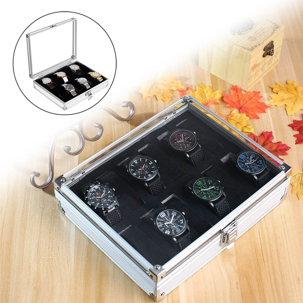 12 Aluminum Wristwatch Watch Jewellery Display Storage Case Box ...