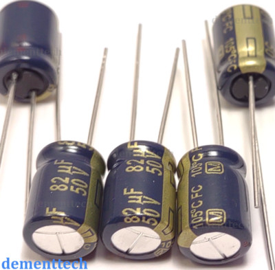 5x Panasonic FC 82uF 50V radial 105C Capacitors low ESR Impedance caps ...