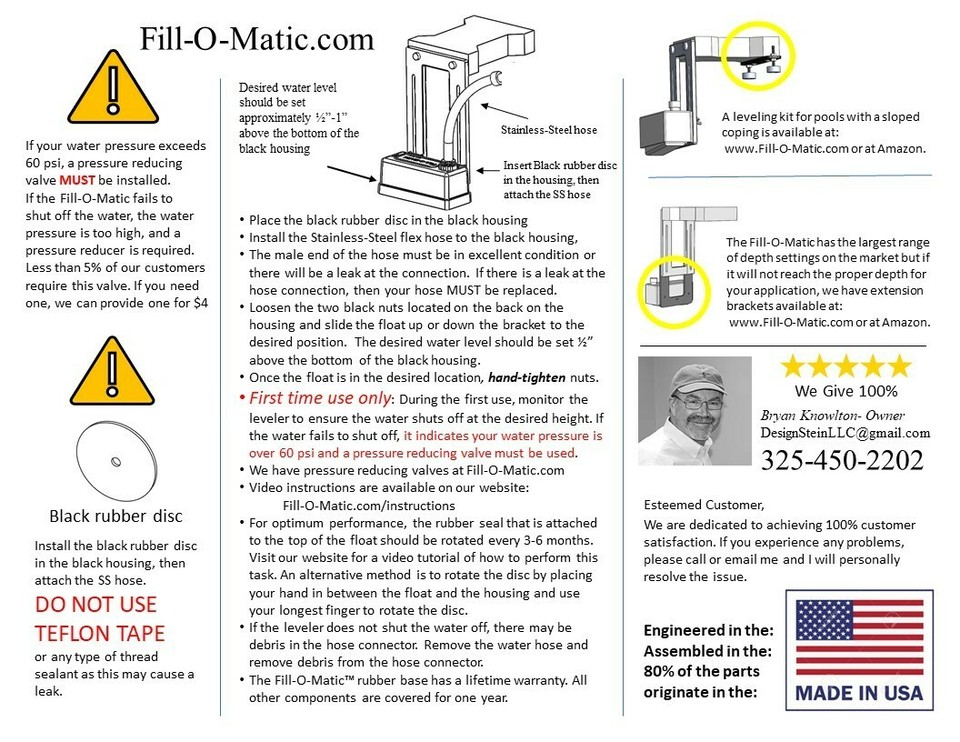 Fill-O-Matic 2000 Premium Combo Automatic swimming pool fill valve ...