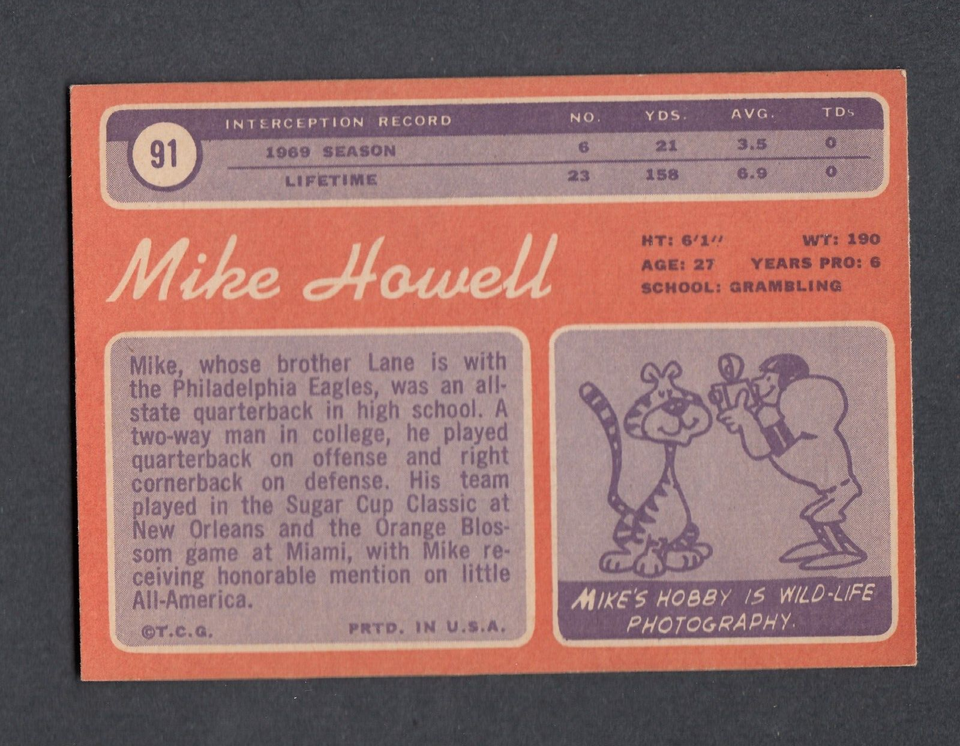 1970 Topps MIKE HOWELL Cleveland Browns ROOKIE #91 RC | eBay