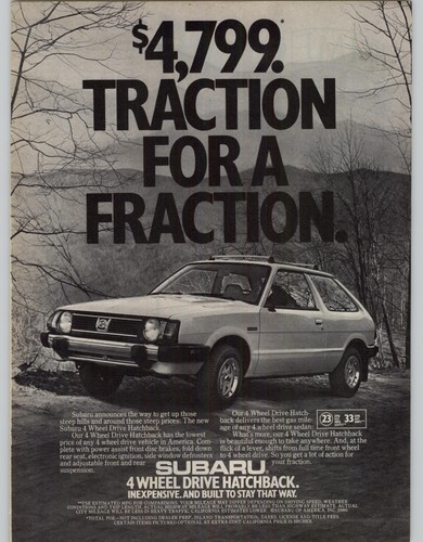 1980 Vintage Car Print Ad Subaru 4 Wheel Drive Hatchback Magazine ...