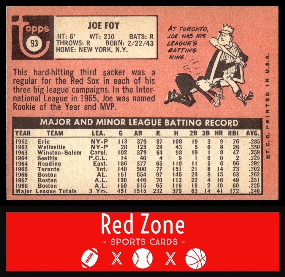 1969 Topps - #93 Joe Foy EX+ | eBay