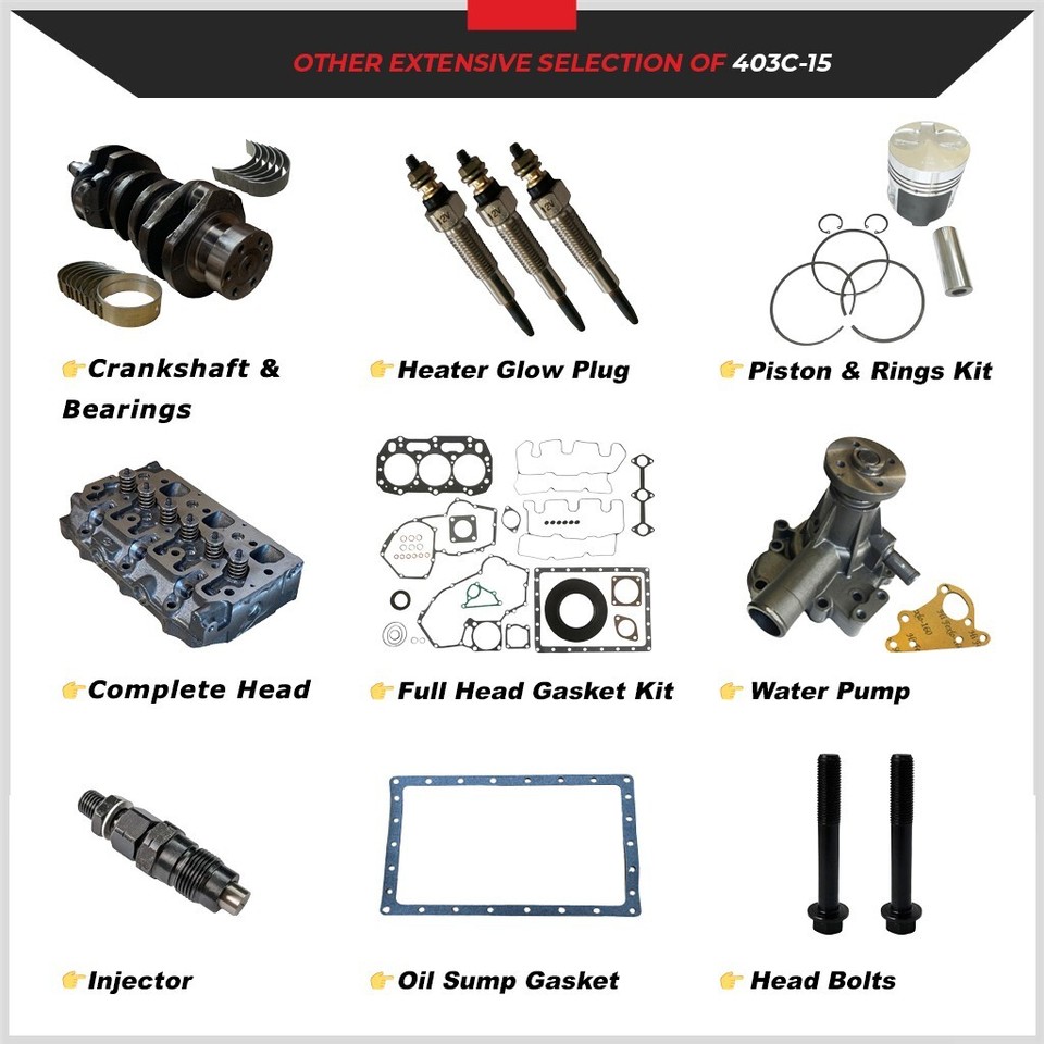 Full Engine Gasket Kit for Perkins 403C-15 aka HL engine Replaces ...