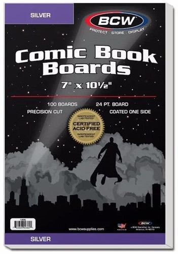 200 BCW Silver Comic Book Backer Backing Boards Acid Free 24 PTs Long ...