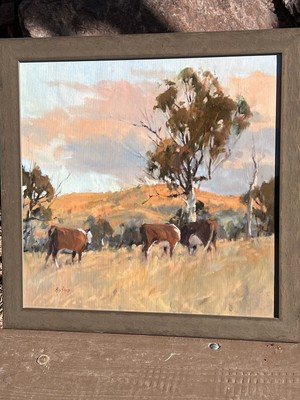 Original oil painting Hereford cows international artist Ros Psakis | eBay