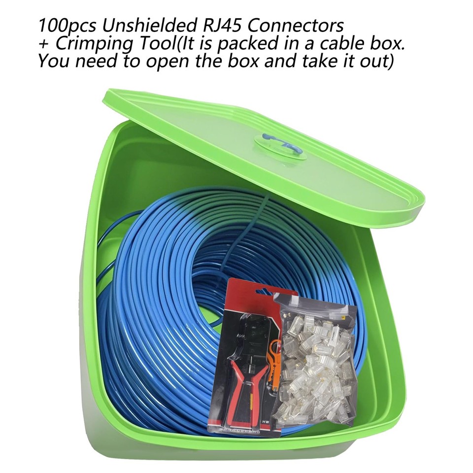 300ft Bulk Cat6 Ethernet Cable Spool with Crimper Kit - 23AWG CCA for ...