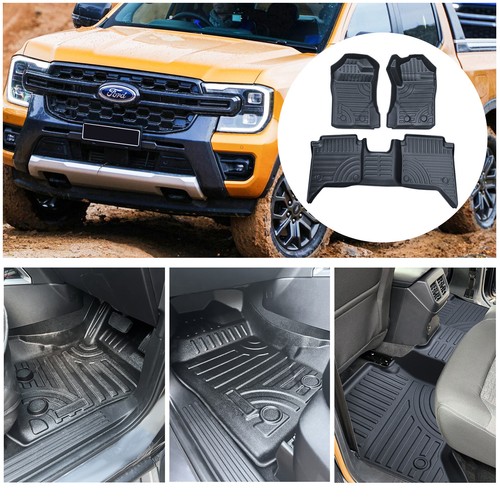 for Ford Ranger Raptor 2023-2026 Rubber Floor Mats 3PCS SET Heavy Duty ...