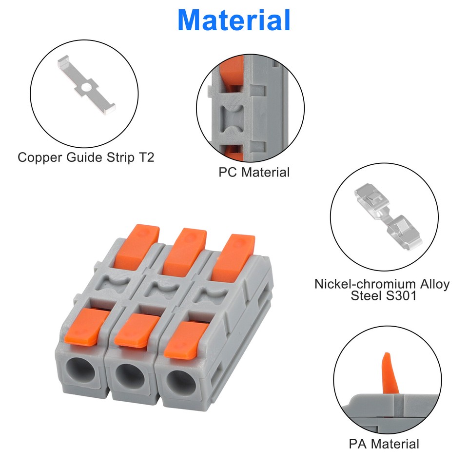 60PCS Universal Lever Wire Connectors Compact Inline Quick Splice ...