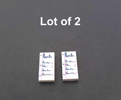 Lego 1x2 Tile with Notepad with Dark Blue List and Dark Pink Check ...
