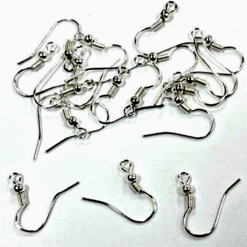 50 pairs X Earring Fish Hook Coil Earwire Jewelry Finiding DIY Silver ...