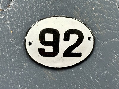 Number 92 Vintage Enamel House Numbers Europe Made SPA Hotel Room FREE ...