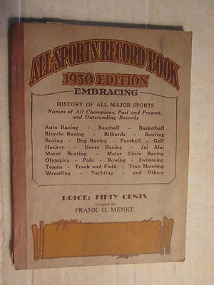 All-Sports Record Book 1930 Edition Vintage Excellent Condition Frank G ...