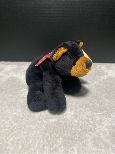 Unipak Black Bear Plush Bow Stitched Nose Soft Floppy Bean Bag Toy Pet ...