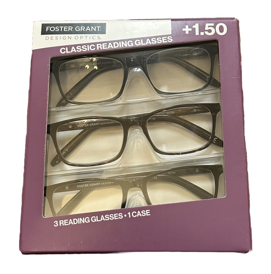 Design Optics Cole Classic Full Rim Rectangular Reading Glasses 3 Pack ...
