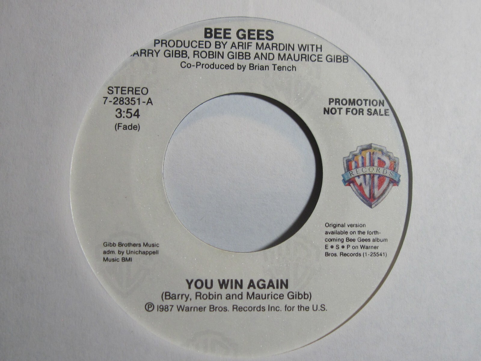 BEE GEES * 45 * You Win Again * 1987 * UNPLAYED MINT * Stereo * DJ ...