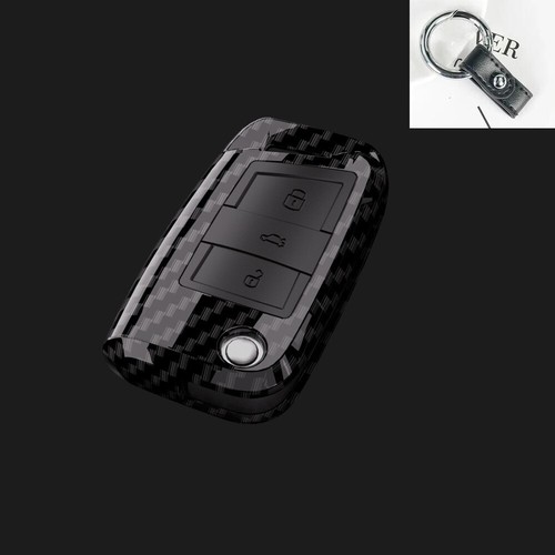 Carbon ABS Black Car Flip Key Fob Cover Case For VW Golf MK7 Tiguan For ...